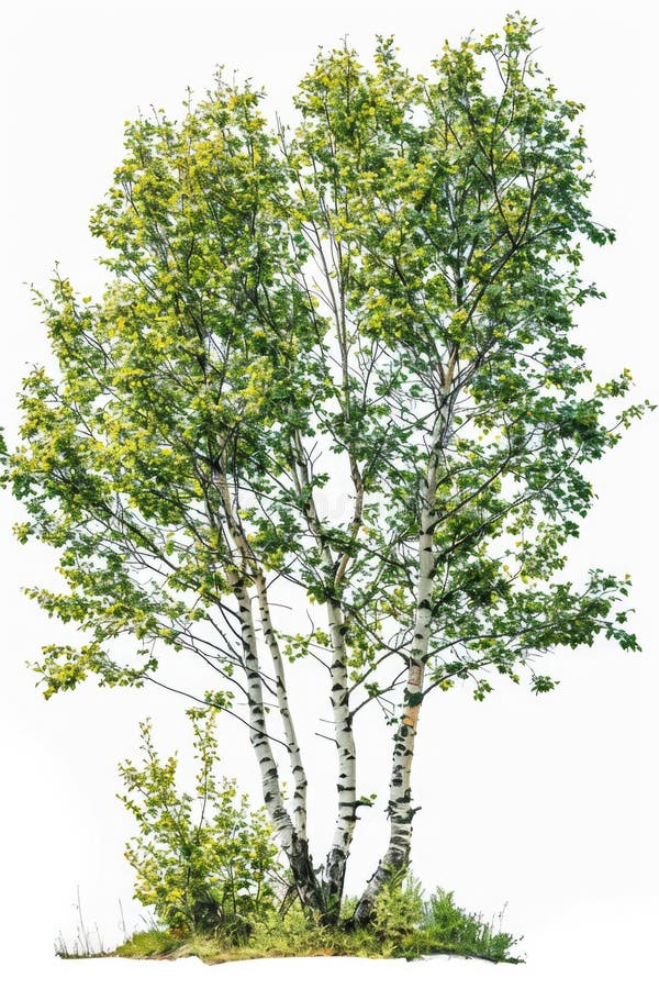 A Pair of Birch Trees Against a Pure White Backdrop Stock Photo - Image ...