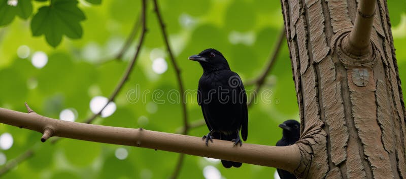 A Pair of Birds with One Leaning on an Extended Branch Stock ...