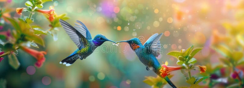 Two Birds Flying in Synchronized Formation Stock Image - Image of ...