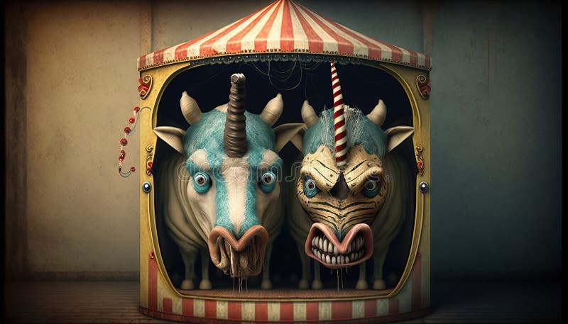 Pair of Bizarre Circus Creatures, AI Generated Stock Illustration ...