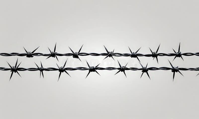 Pair Black Barbed Wire Strands, with Sharp Points and Smooth Curves ...