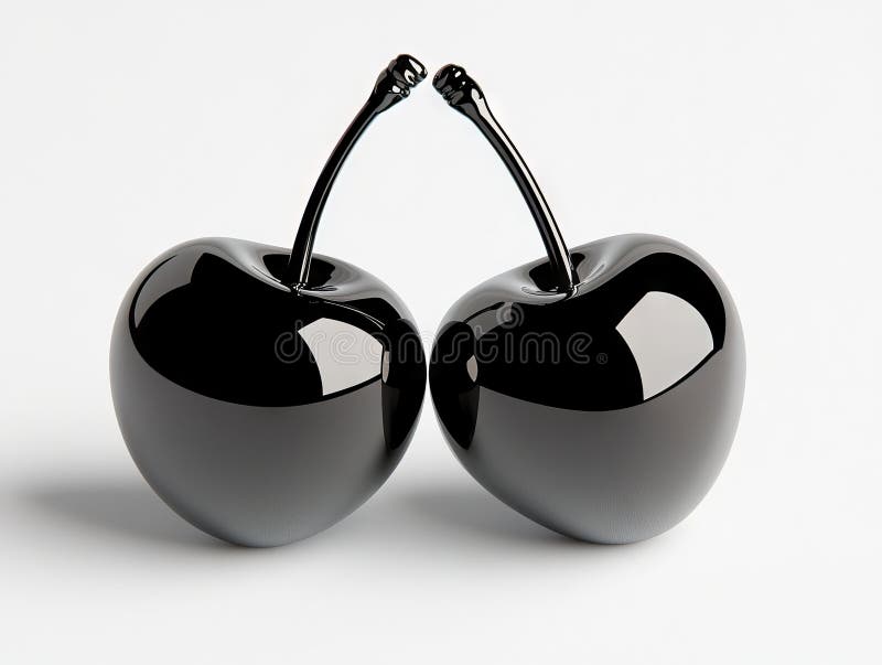 A Pair of Black Cherries Sitting on Top of Each Other Stock Image ...