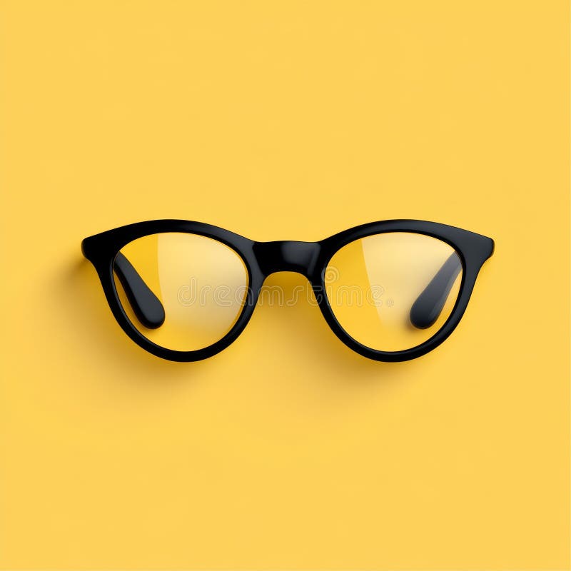 Pair of Black Glasses with Yellow Frames Stock Illustration ...