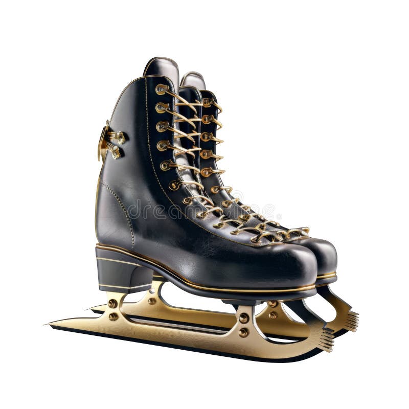 A Pair of Black and Gold Ice Skates Stock Illustration - Illustration ...