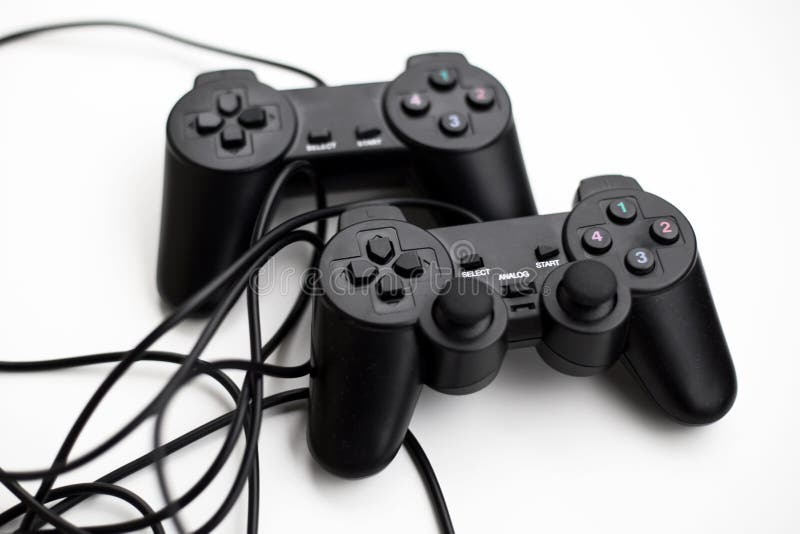 Pair of Black Joysticks on a White Background Stock Photo - Image of ...