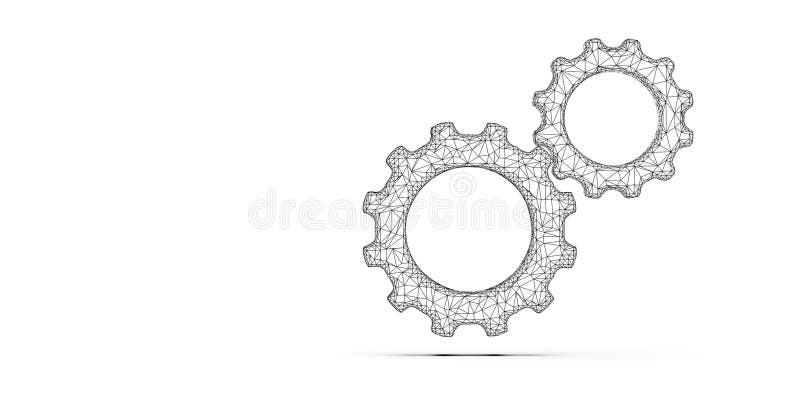 Black Low Poly Wireframe Gears Stock Illustrations – 12 Black Low Poly ...