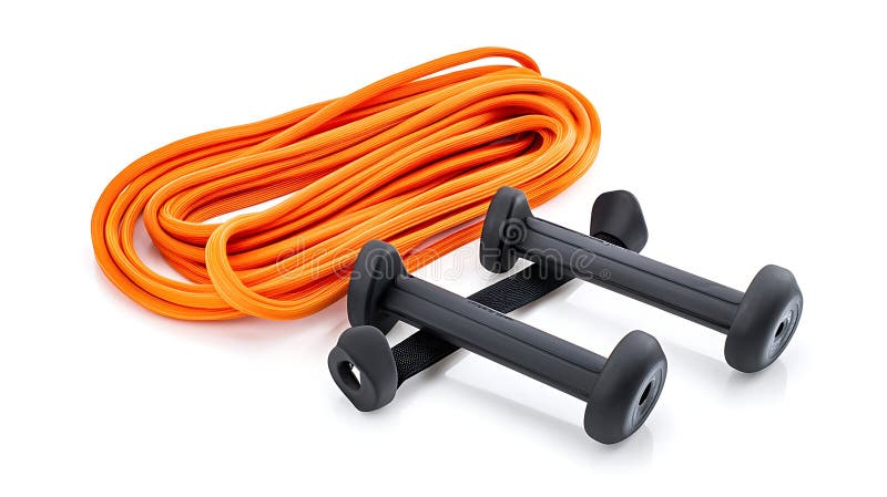 A Pair of Black and Orange Exercise Balls are Tied Together with a Rope ...