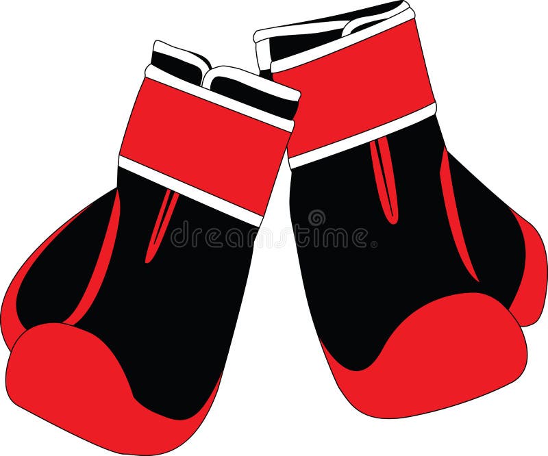 Pair of Black and Red Boxing Gloves Stock Vector - Illustration of ...