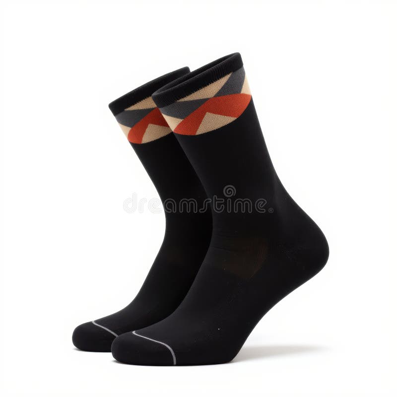 Pair of Black Socks with Geometric Design Stock Illustration ...