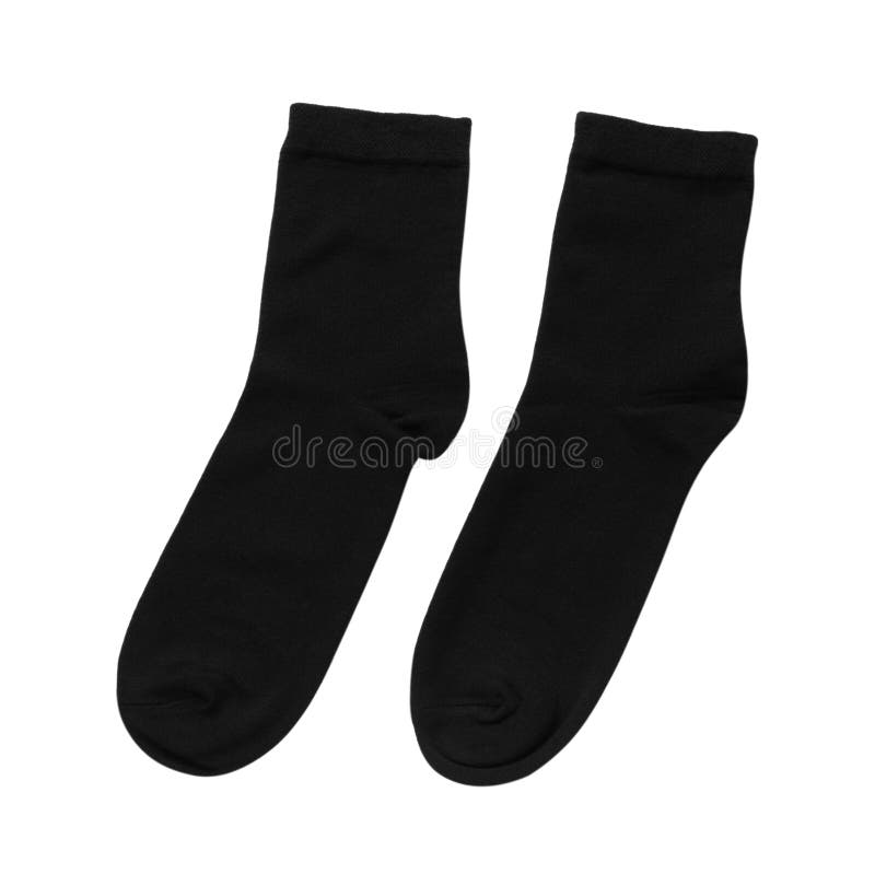 Pair of Black Socks Isolated on White, Top View Stock Photo - Image of ...