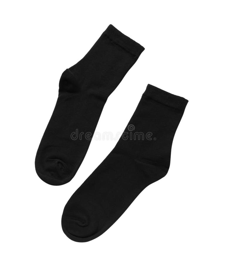 Pair of Black Socks Isolated on White, Top View Stock Image - Image of ...