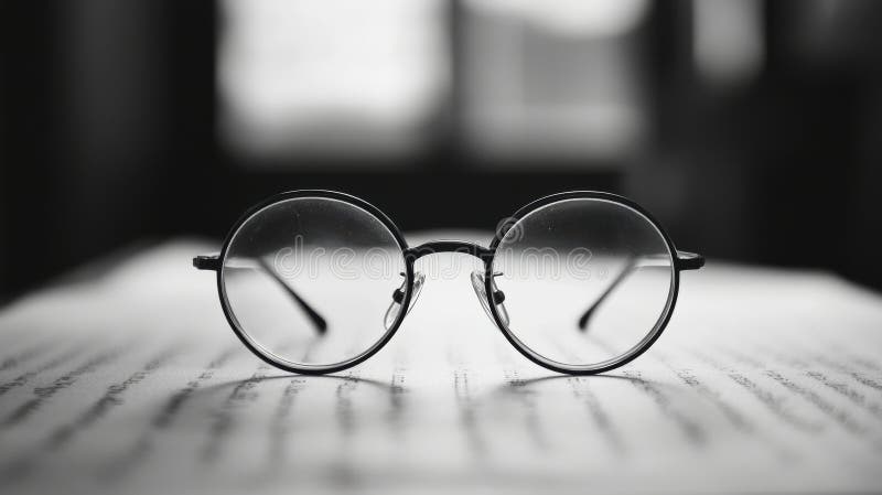 A Pair of a Black and White Photo with Glasses on Top, AI Stock Image ...