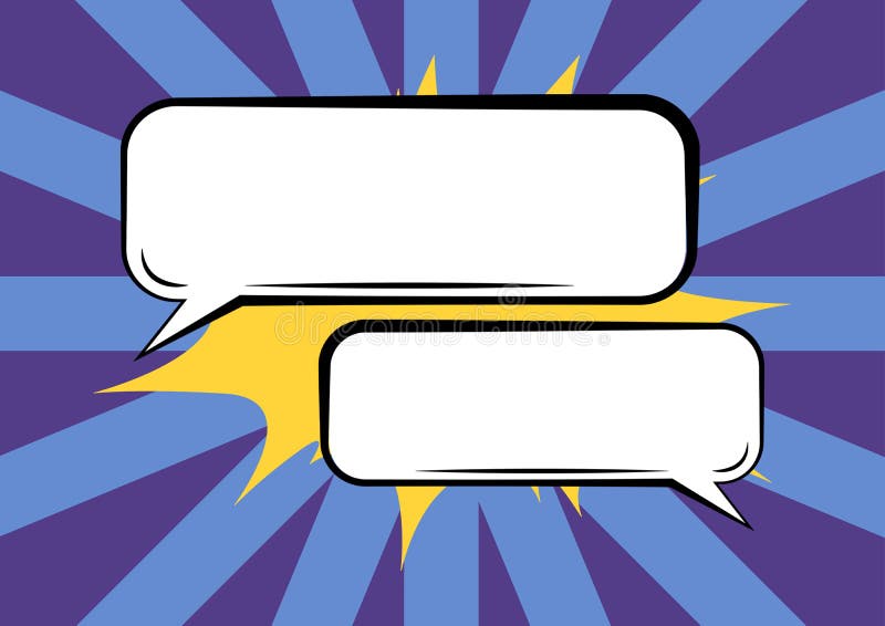 Pair of Blank Speech Bubbles of Rectangular Shape with Copy Space Over ...