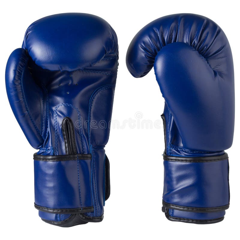 A Pair of Blue Boxing Gloves from Different Angles, on a White ...