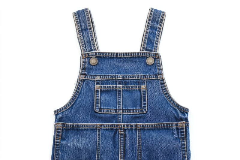 A Pair of Blue Denim Overalls on a Simple White Background Stock Photo ...