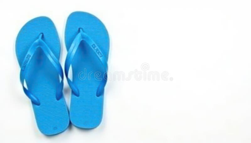 Pair of Blue Flip Flops Isolated on White Backdrop, White Background ...