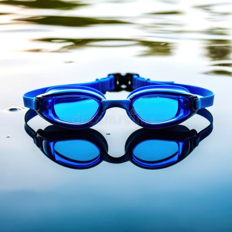 Pair of Blue Goggles is Sitting on the Water Stock Illustration ...