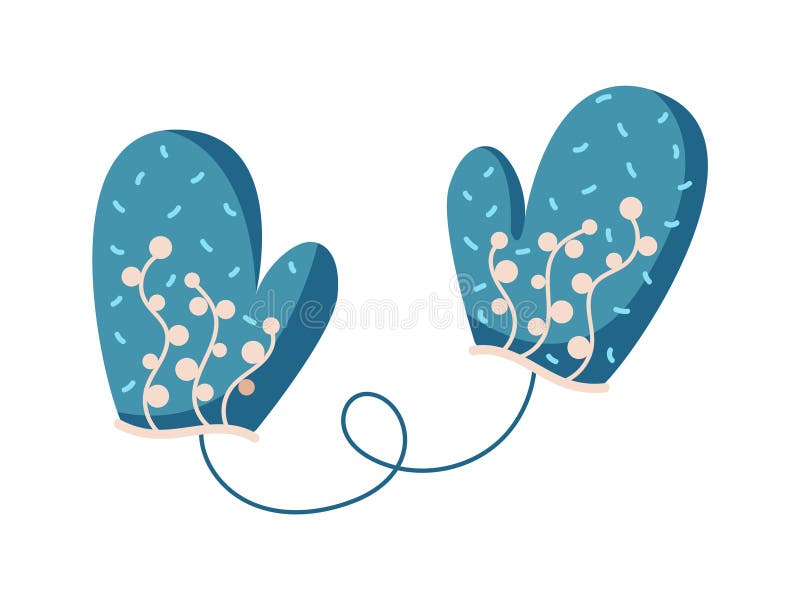 Blue Mittens with Pattern and String Flat Vector Object Stock Vector ...