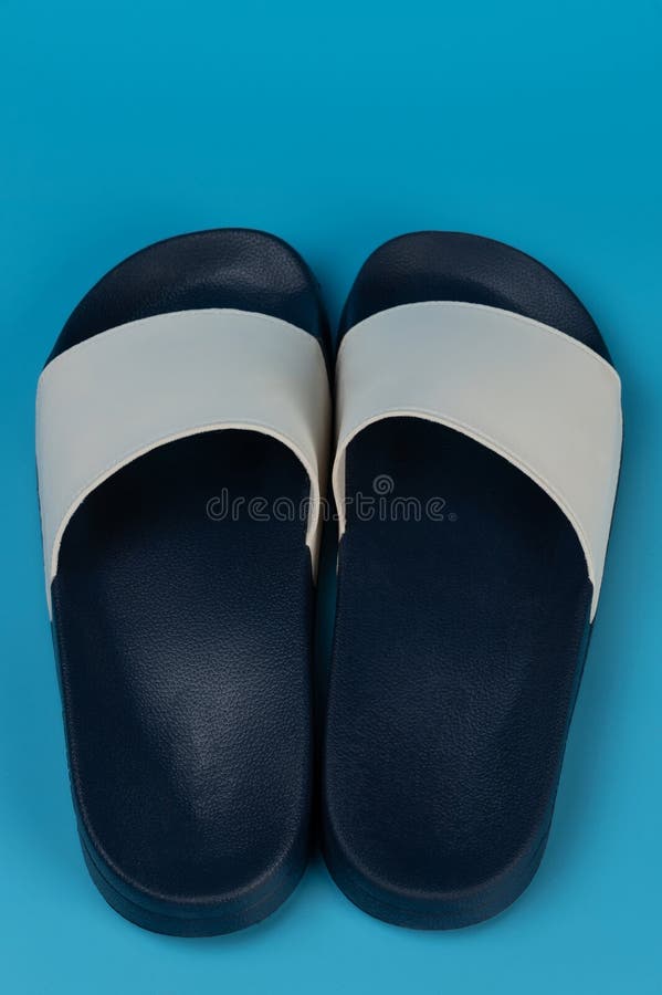 Pair of Blue Plastic Flipflops Stock Photo - Image of clothing, bright ...