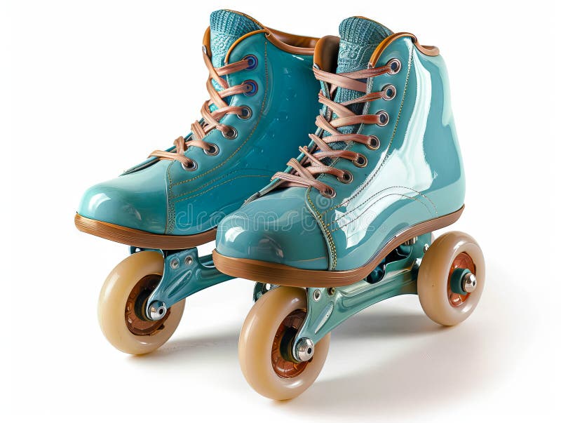 A Pair of Blue Roller Skates on a White Background Stock Photo - Image ...