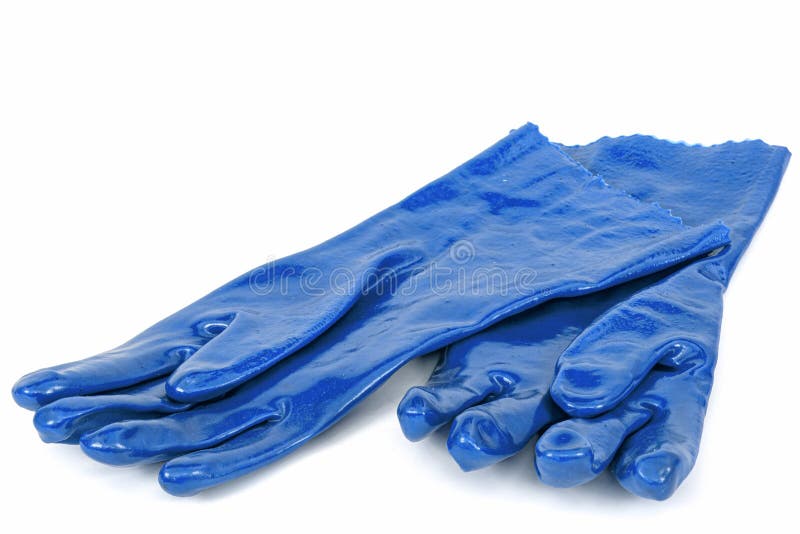 Pair of the Blue Rubber Gloves, Isolated on White Background Stock ...
