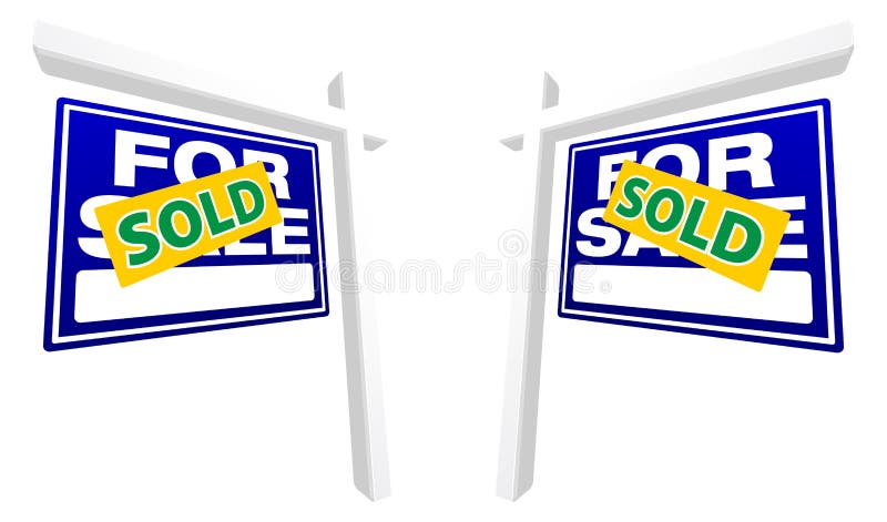 Sale of Real Estate. a Set of Signs with the Inscription for SALE Stock ...