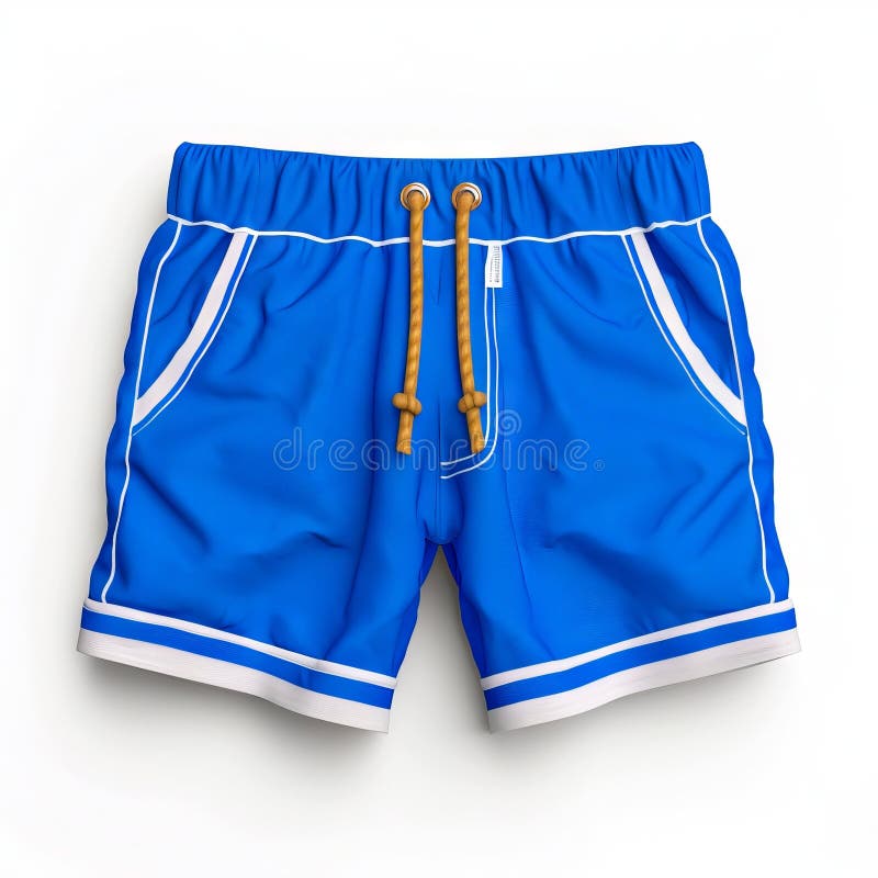 A Pair of Blue Swim Shorts with White Trim Stock Photo - Image of ...