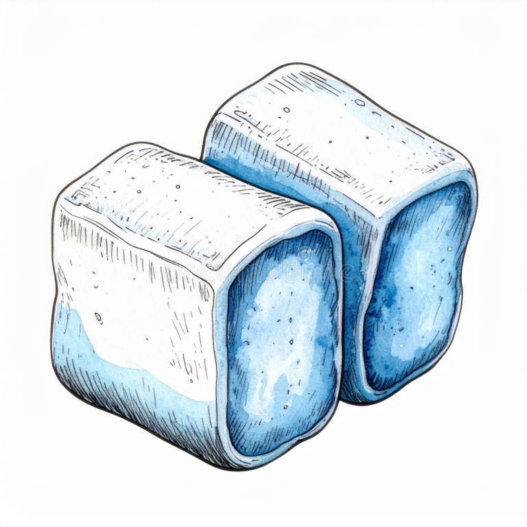 Pair of Blue and White Cube Candies Illustration Stock Illustration ...