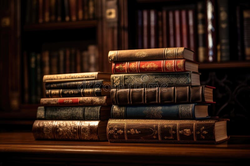 A Pair of Books Stacked Together on a Library Shelf Stock Image - Image ...