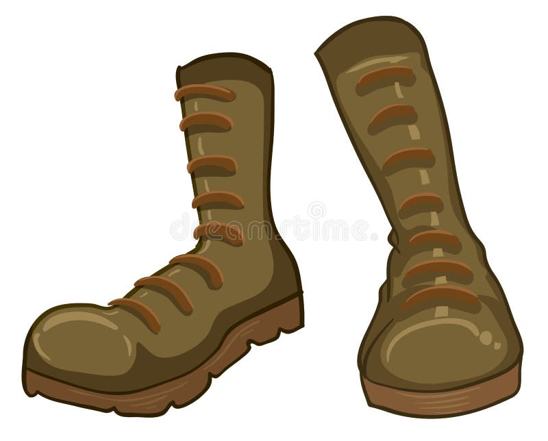 Pair Brown Boots Cartoon Illustration Isolated Stock
