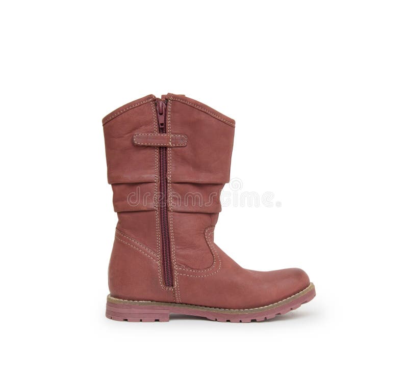Pair of Boots Isolated on a White Background. Stock Image - Image of ...