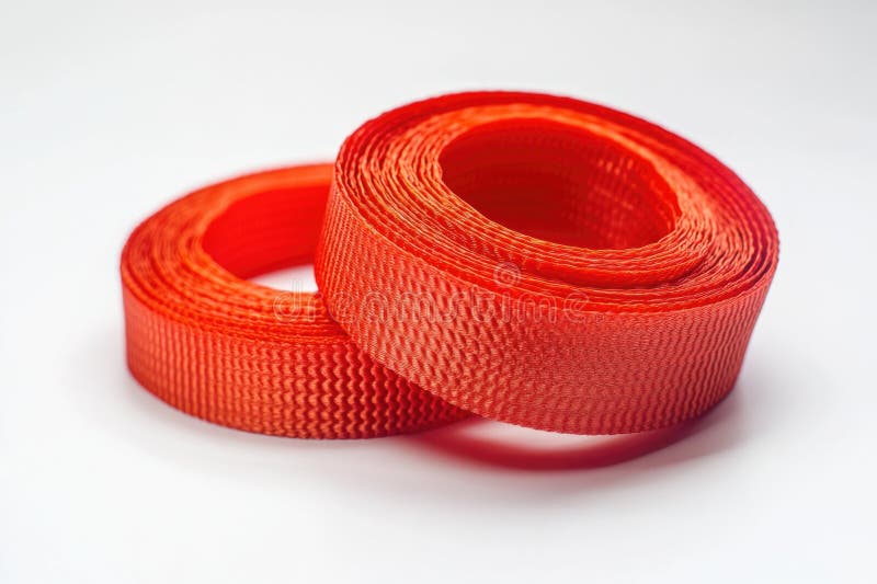 A Pair of Bright Orange Ribbons on a White Surface Stock Photo - Image ...