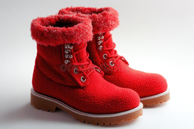 A Pair of Bright Red Boots Placed on a Clean White Surface Stock Photo ...