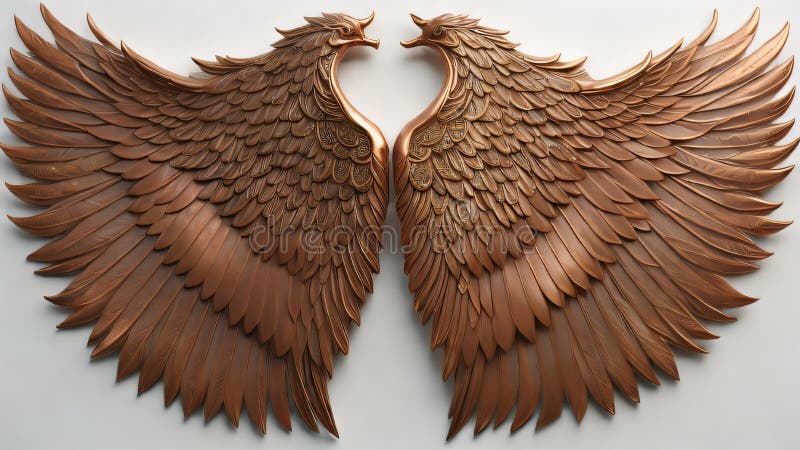 A Pair of Bronze Angel Wings for Mockup Stock Illustration ...