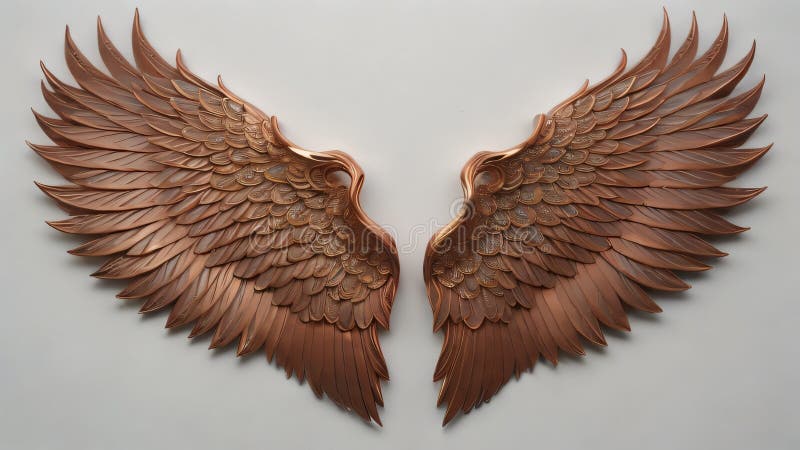 A Pair of Bronze Angel Wings for Mockup Stock Illustration ...