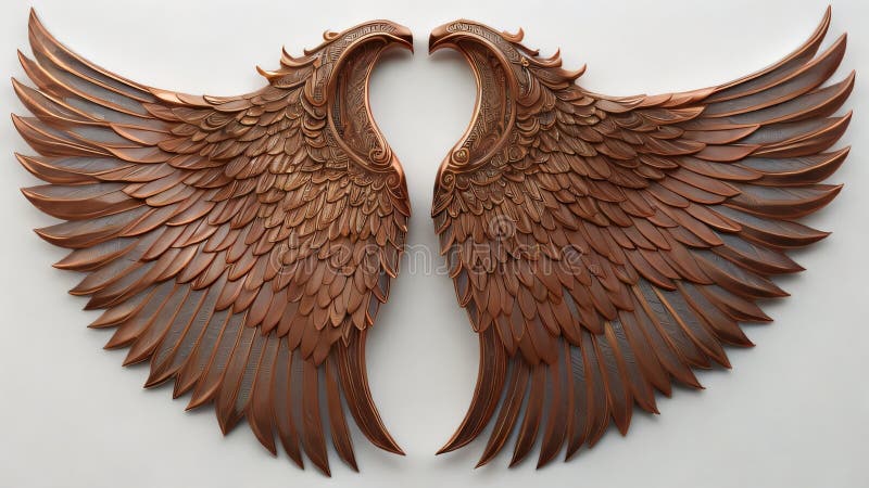 A Pair of Bronze Angel Wings for Mockup Stock Illustration ...