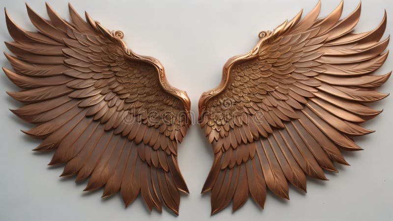 A Pair of Bronze Angel Wings for Mockup Stock Illustration ...
