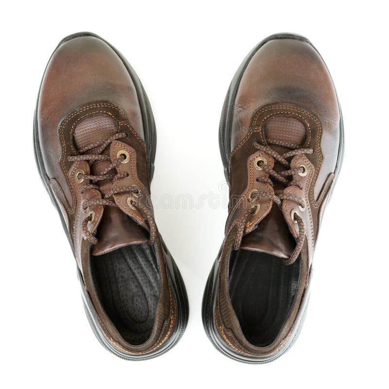 Pair of Brown Leather Shoes Shot from Above Stock Image - Image of ...