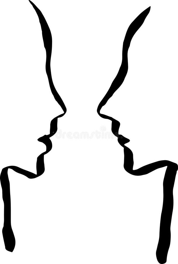 Pair of Brush Contour Profiles of Human Faces. Stock Vector ...