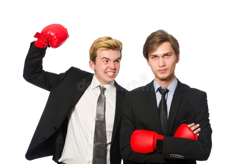 Pair of Businessmen Boxing on White Stock Photo - Image of formal ...