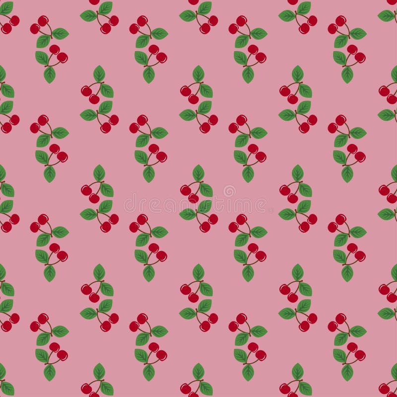 Pair of Cherries Seamless Pattern on Pink Stock Vector - Illustration ...