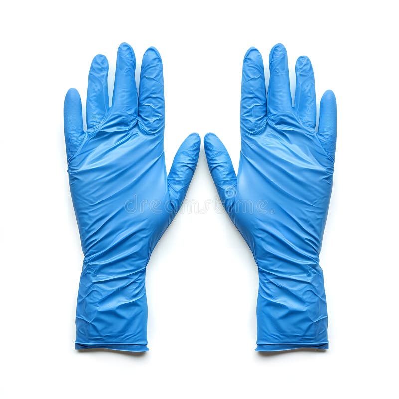 A Pair of Clean Blue Nitrile Disposable Gloves Isolated on White ...