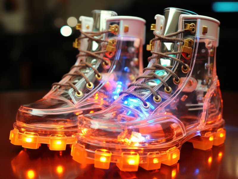 A Pair of Clear Boots with Lights on Them. Generative AI Image. Stock ...