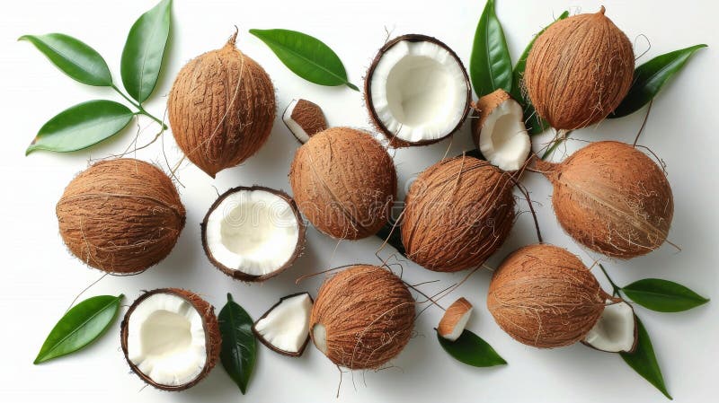 Two Coconuts on Table stock photo. Image of generative - 311384742