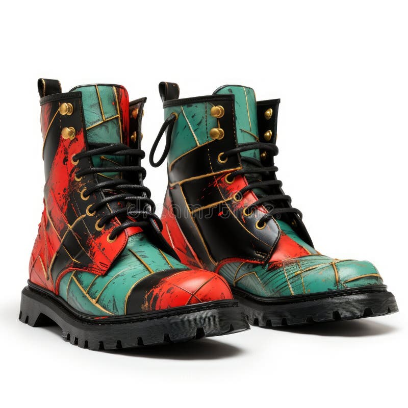 A pair of colorful boots stock illustration. Illustration of shoes ...