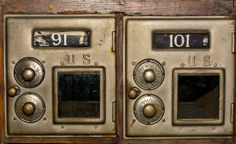 Pair of Combination Post Office Mailboxes Stock Photo - Image of tools ...