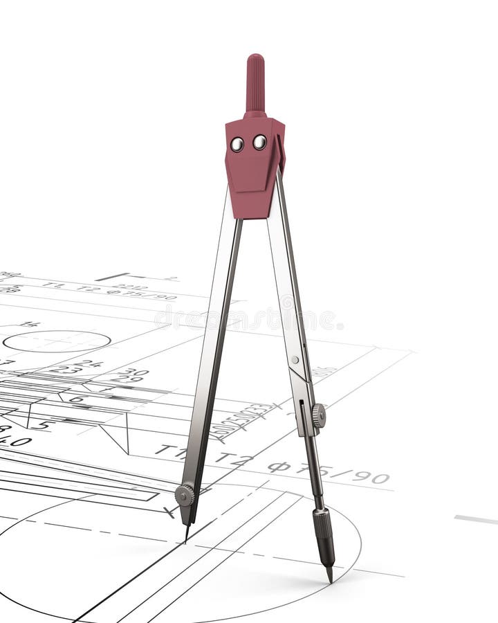 Pair of Compasses on the Background of the Drawing. Stock Illustration ...