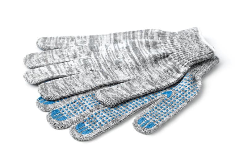 Pair of Cotton Knitted Work Gloves Stock Image - Image of cotton, dots ...