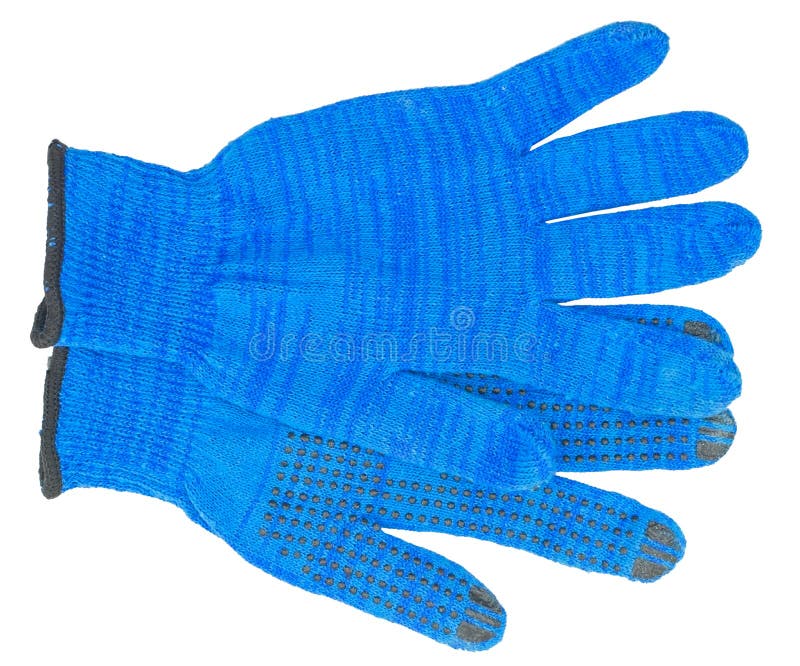 Pair of Cotton Knitted Work Gloves Isolated Stock Image - Image of ...