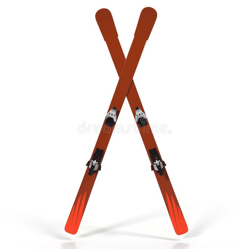 Pair Of Crossed Skis Isolated On White 3D Illustration Stock Image ...